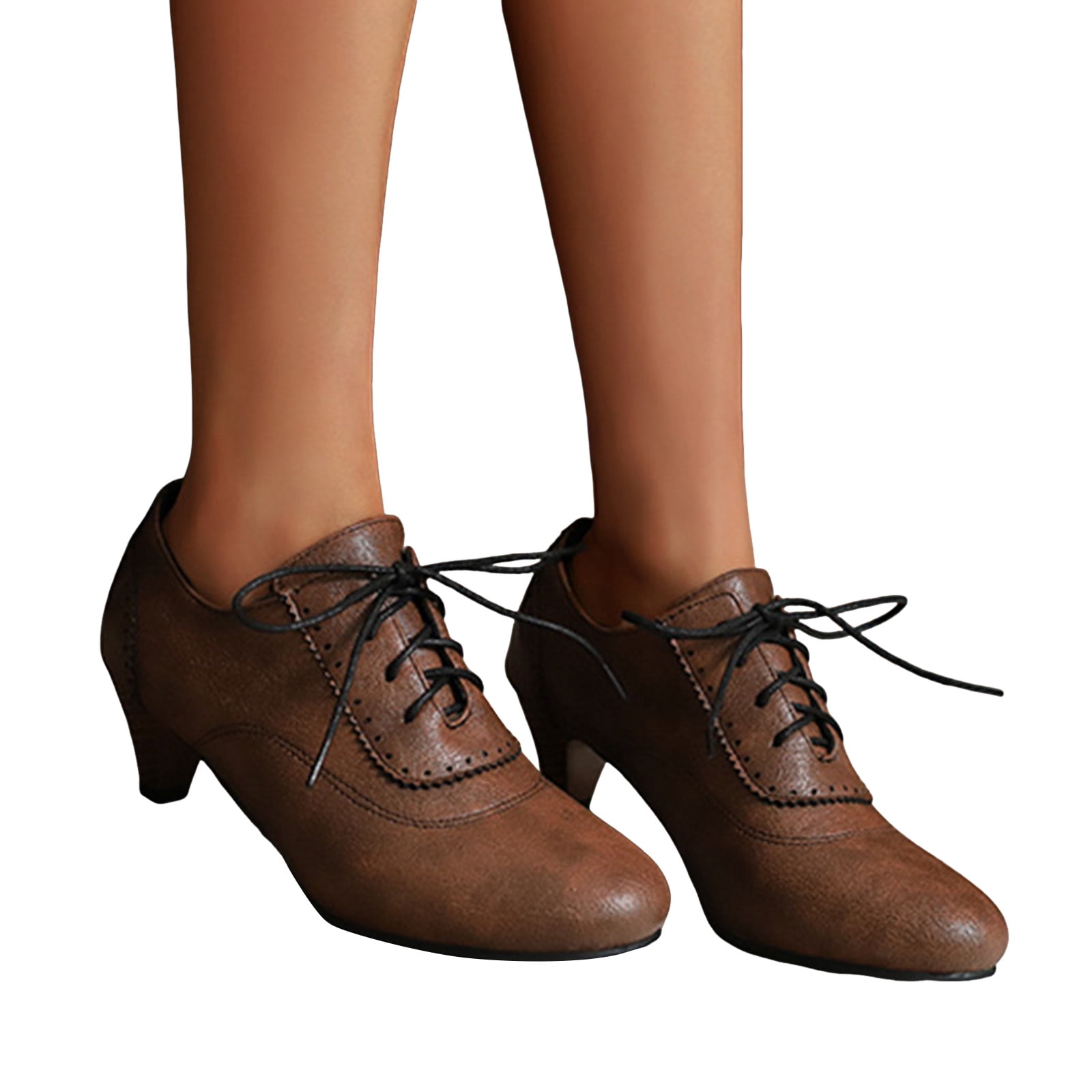 Mostsola Kitten Heels for Women Retro Lace up Oxford Shoes Casual ...