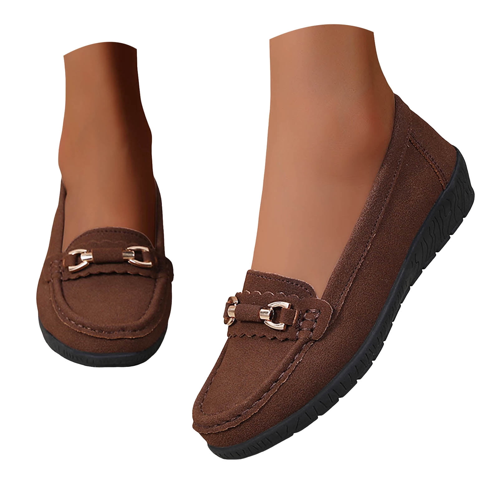 Mostsola Loafers for Women Suede Casual Walking Shoes Non-Slip ...