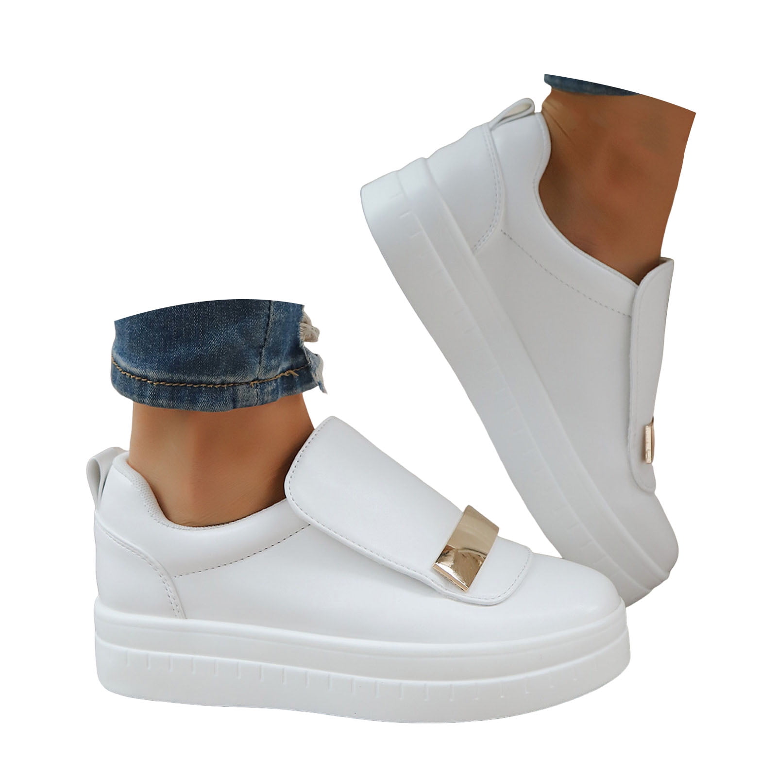 Mostsola Platform Loafers for Women Fashion Slip on Round Toe Flatform ...