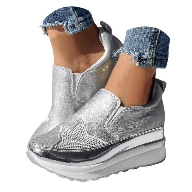 Mostsola Platform Sneakers for Women Fashion Rhinestone Loafers Slip on ...