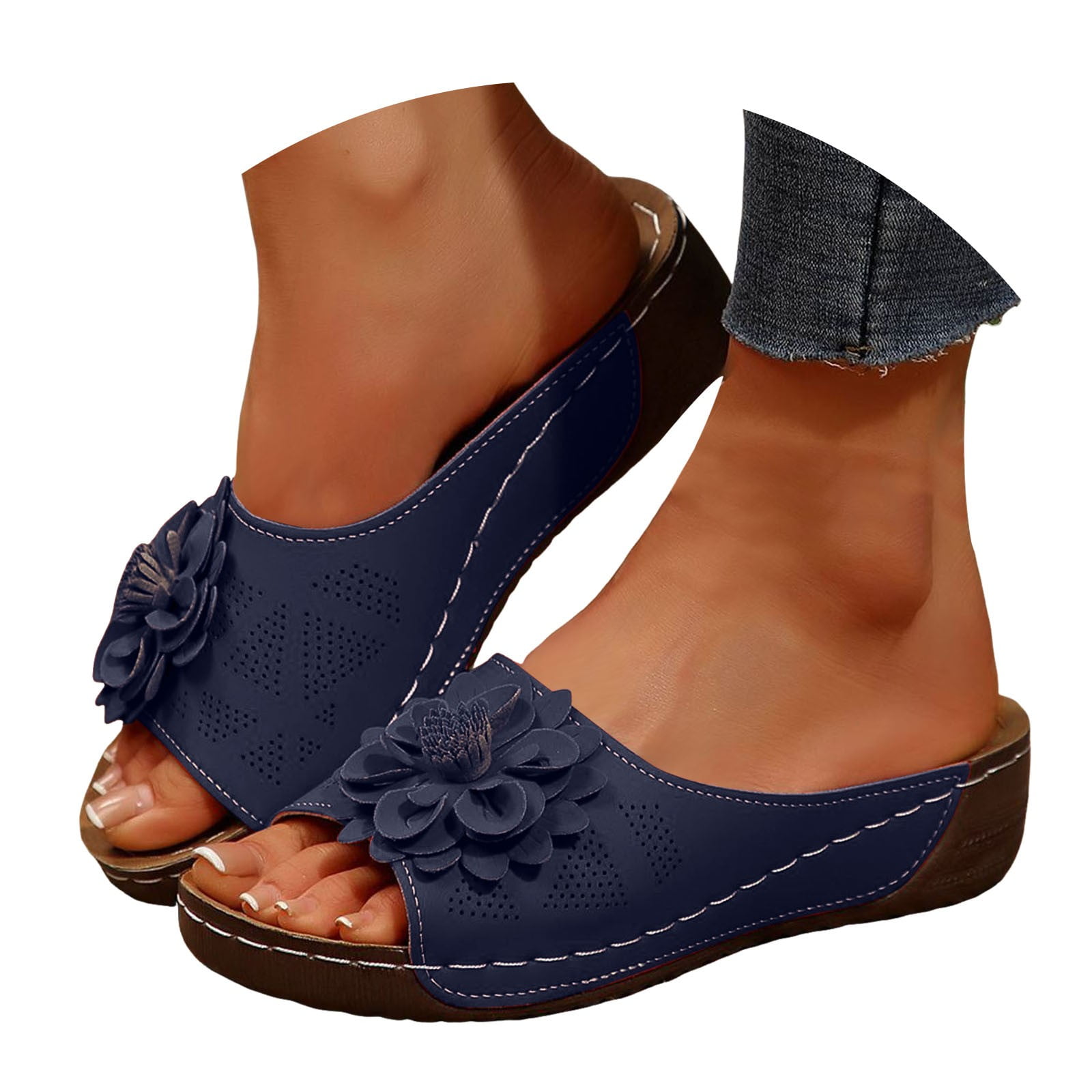 Mostsola Sandals for Women 2025 Boho Flower Wedge Sandals Open Toe ...