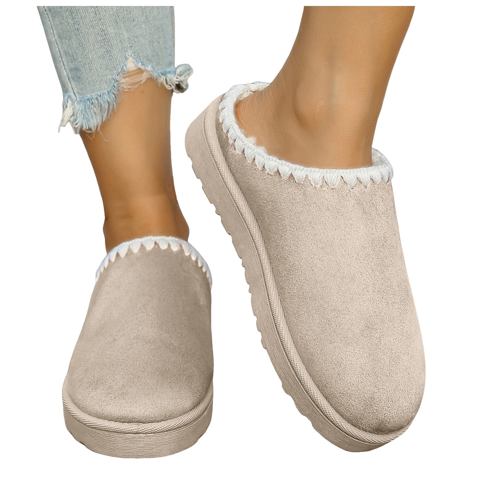 Mostsola Slippers for Women Suede Cozy Fluffy Slip on Shoes Winter Warm ...
