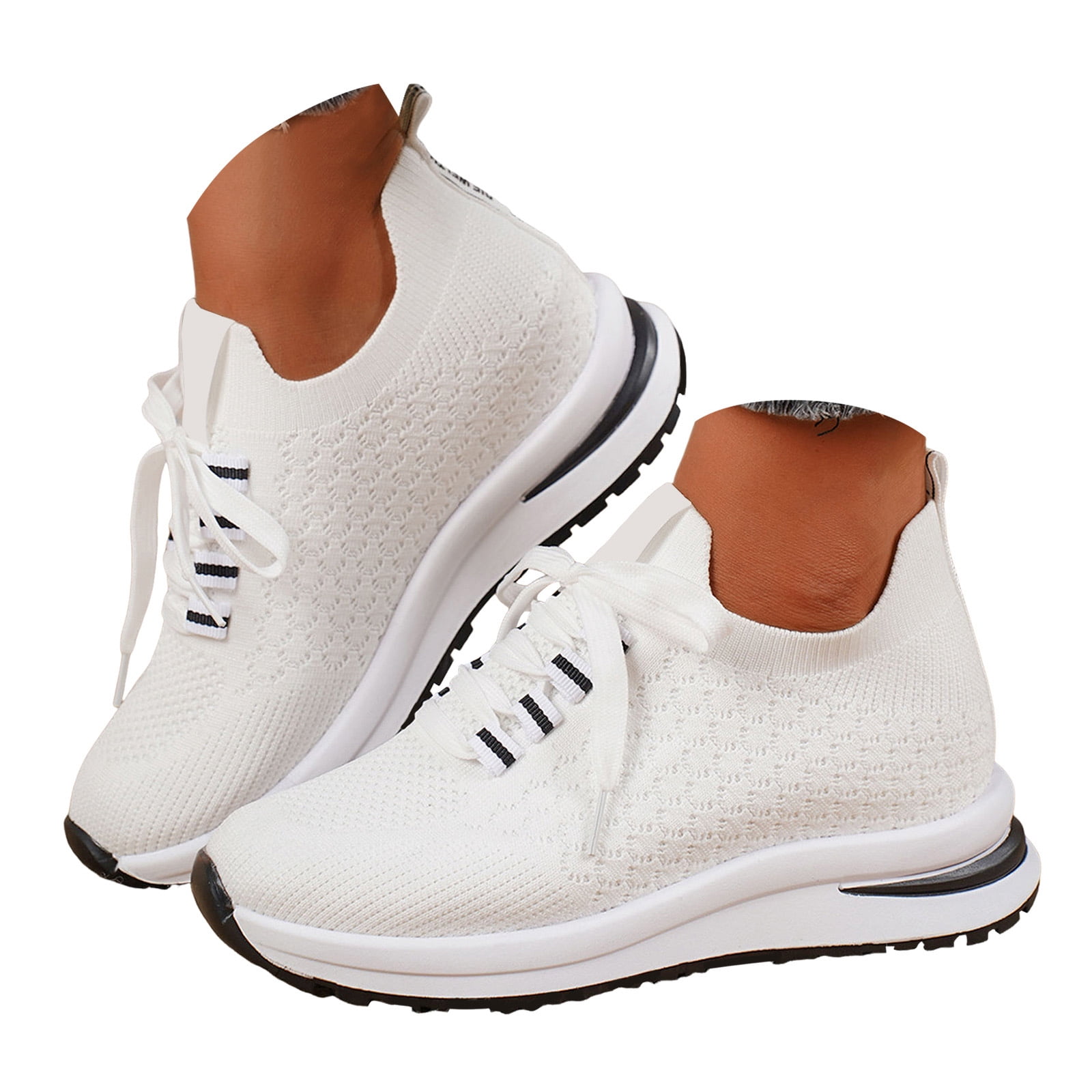 Mostsola Walking Shoes Women Lace up Sock Shoes Lightweight Anti-Slip ...