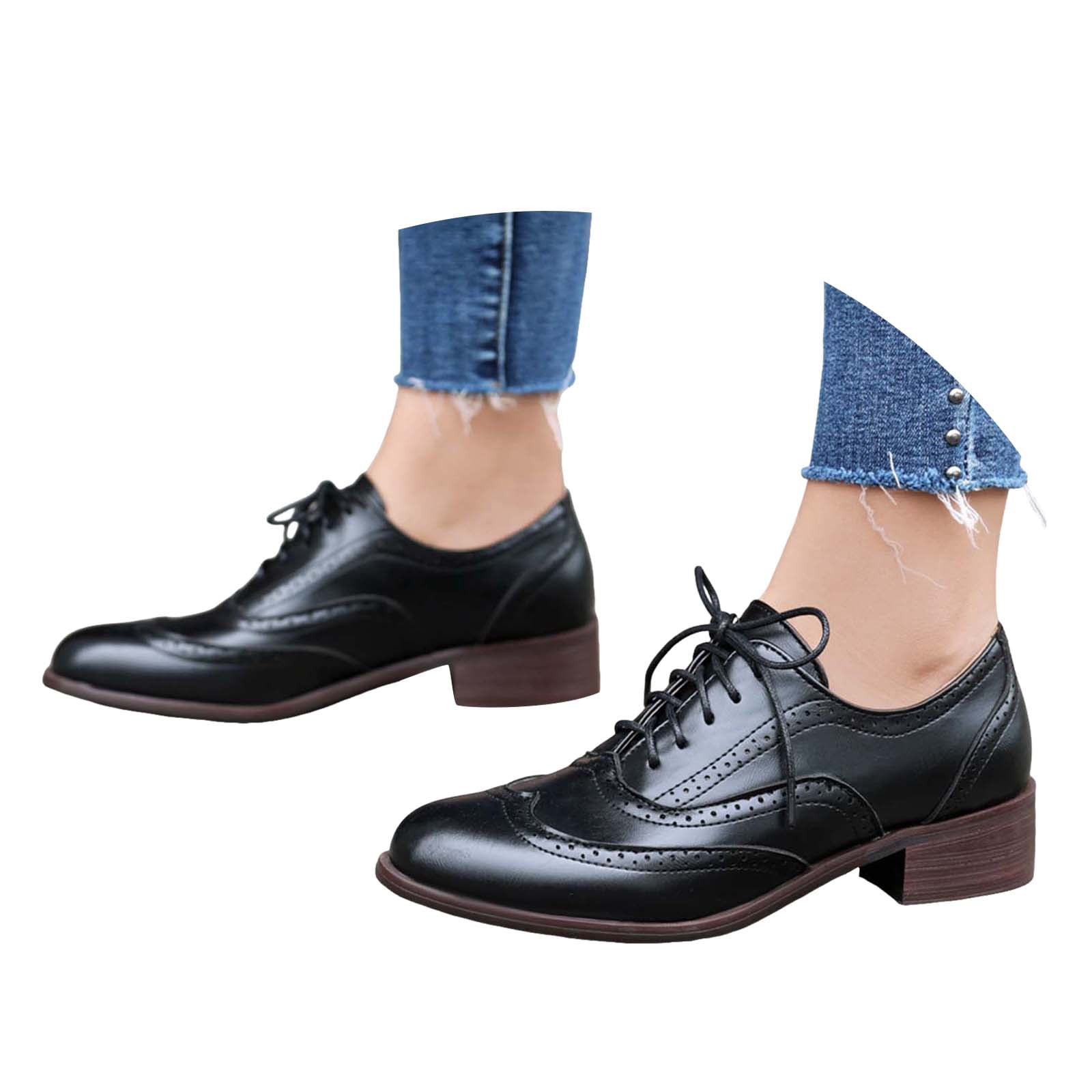 Mostsola Wingtip Oxfords Shoes for Women Lace up Vintage Derby Shoes ...