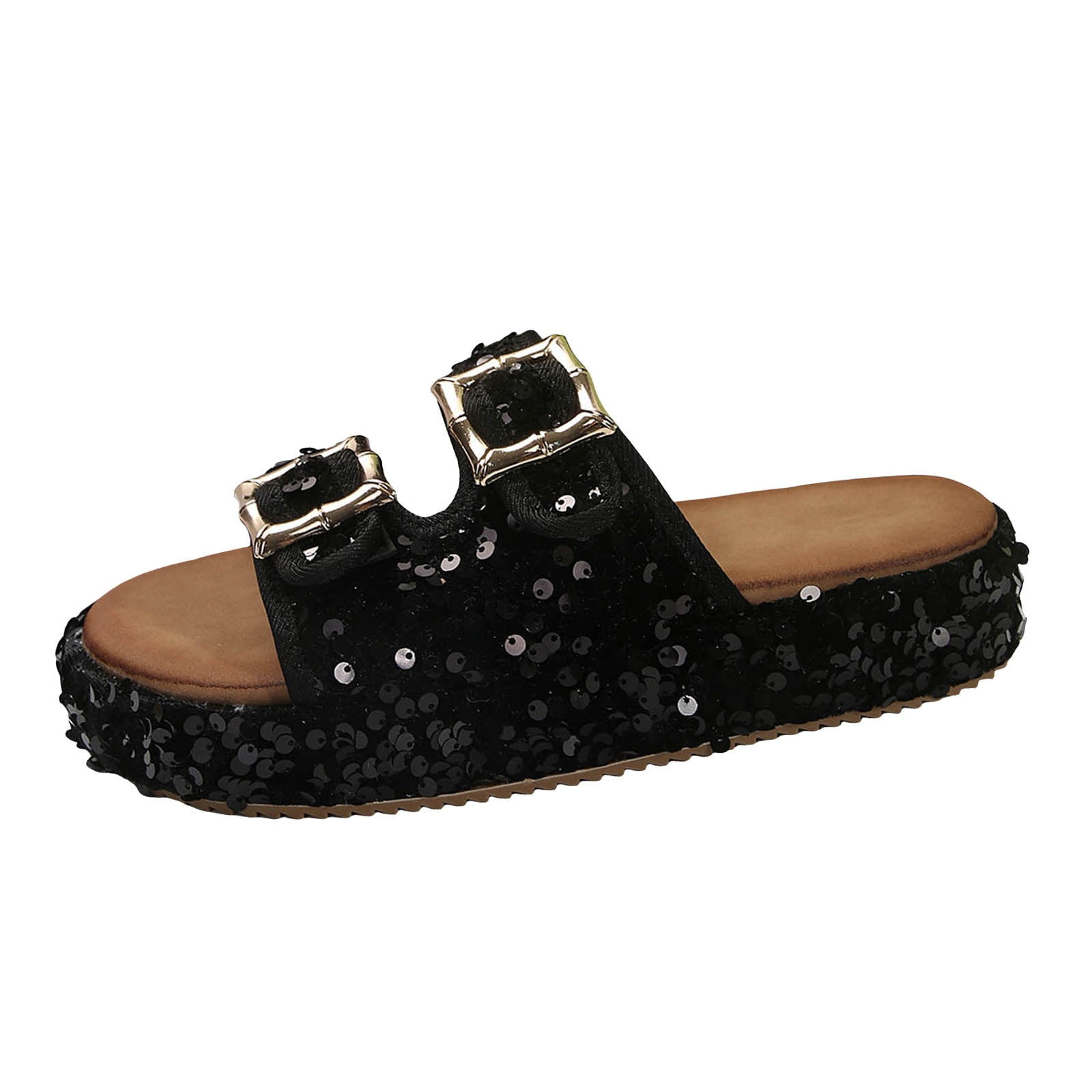 Mostsola Women's Cork Footbed Sandals Platform Sequin Summer Beach ...