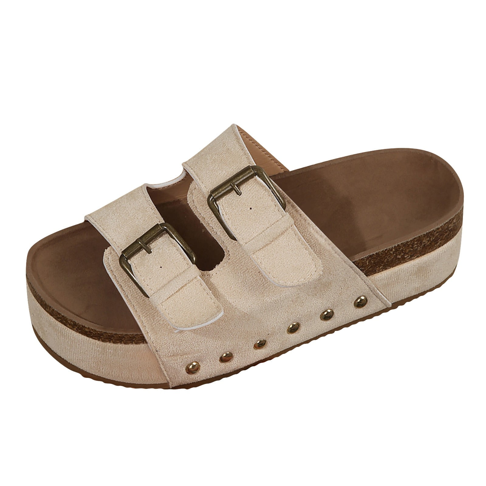 Mostsola Women's Platform Sandals Cork Footbed Heeled Slides with ...