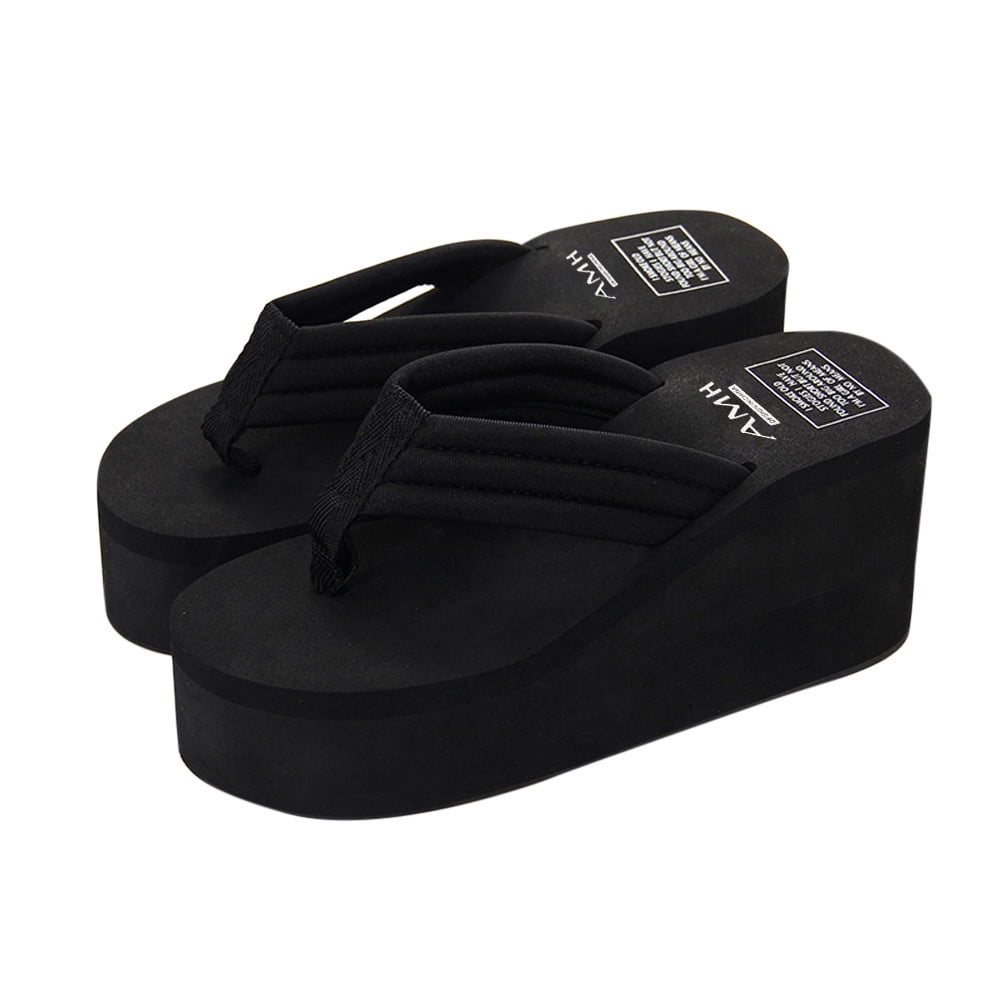 Mostsola Womens High Platform Flip Flops Slip on Wedges Summer Thong ...