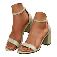 Pmoiste Chunky Heels for Women Elegant Low Heel Pearl Sandals Ankle ...