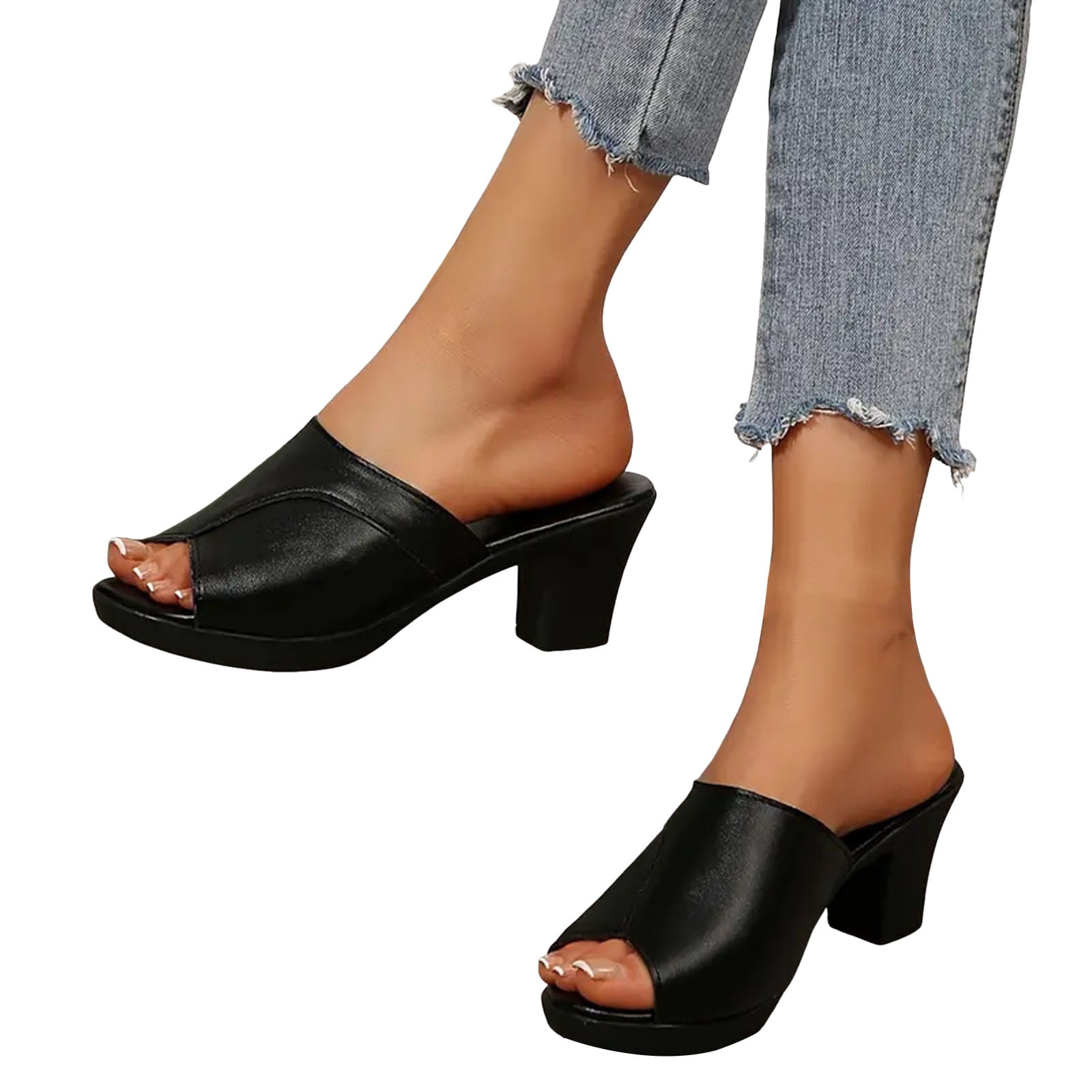 Mostsola Womens Sandals Platform Heels Peep Toe Slip on Dress Shoes ...