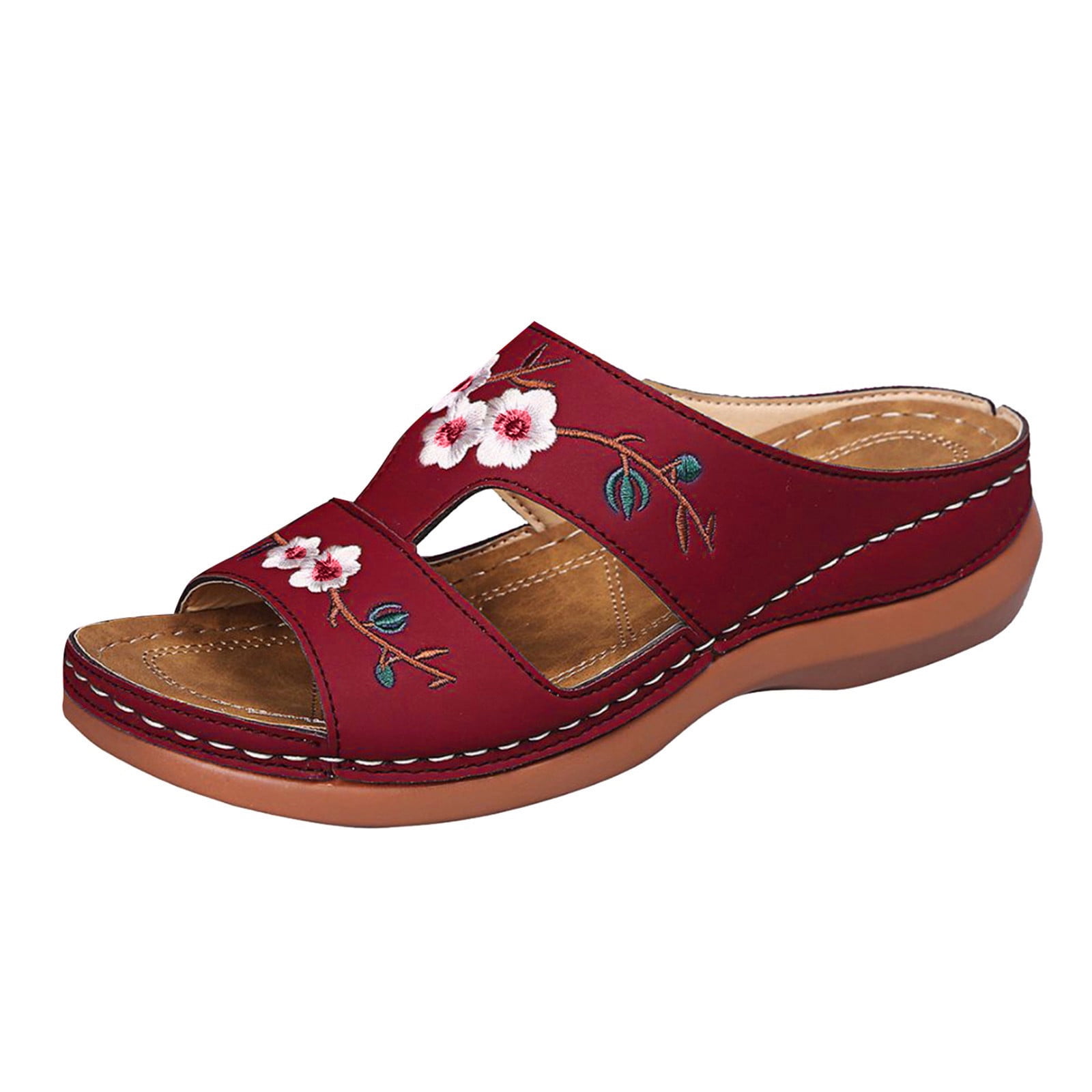 Mostsola Womens Wedge Sandals Flower Embroidery Fashion Summer Slippers ...