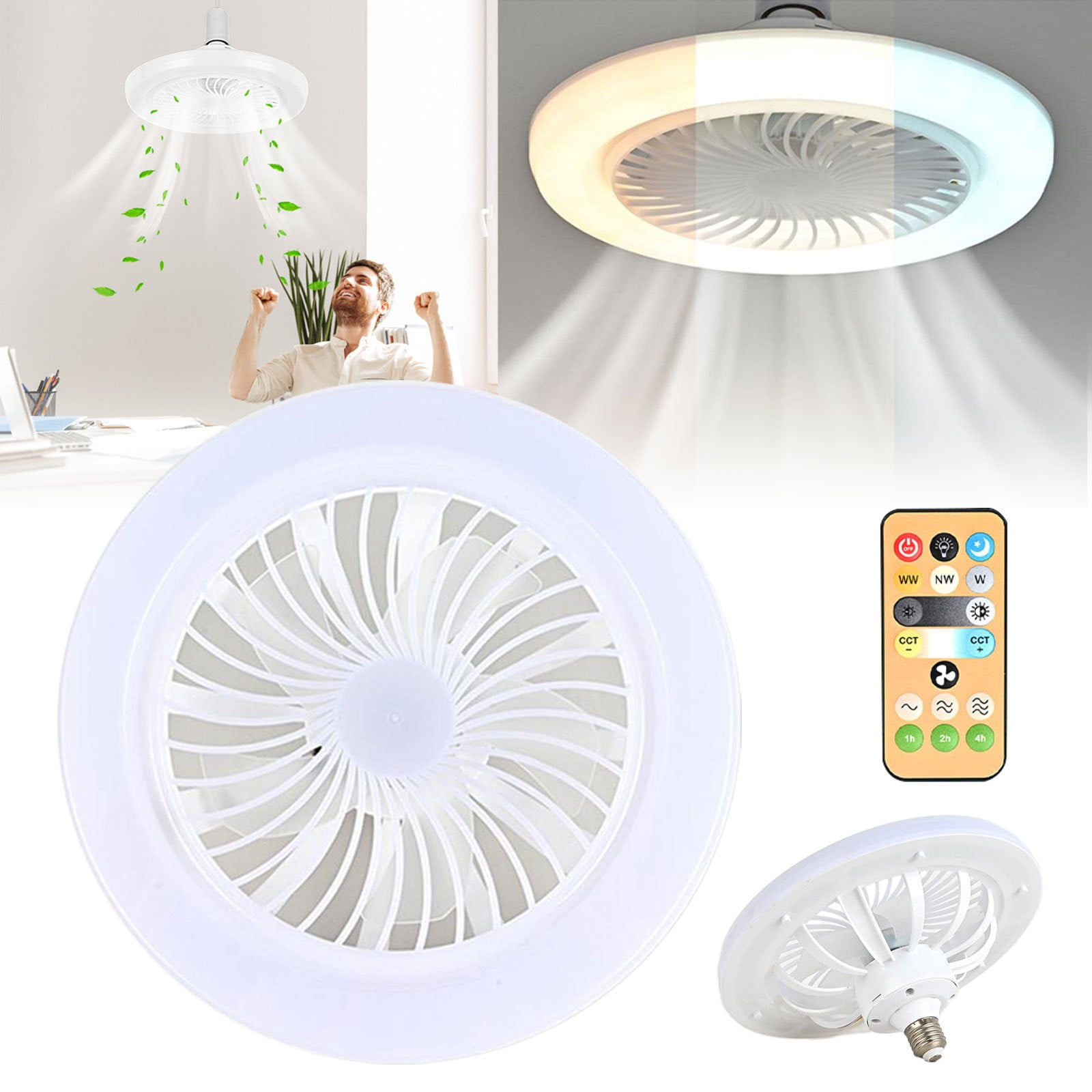 Motao Clearance Ceiling Fan with Light for Bedroom 3 Colors Enclosed ...