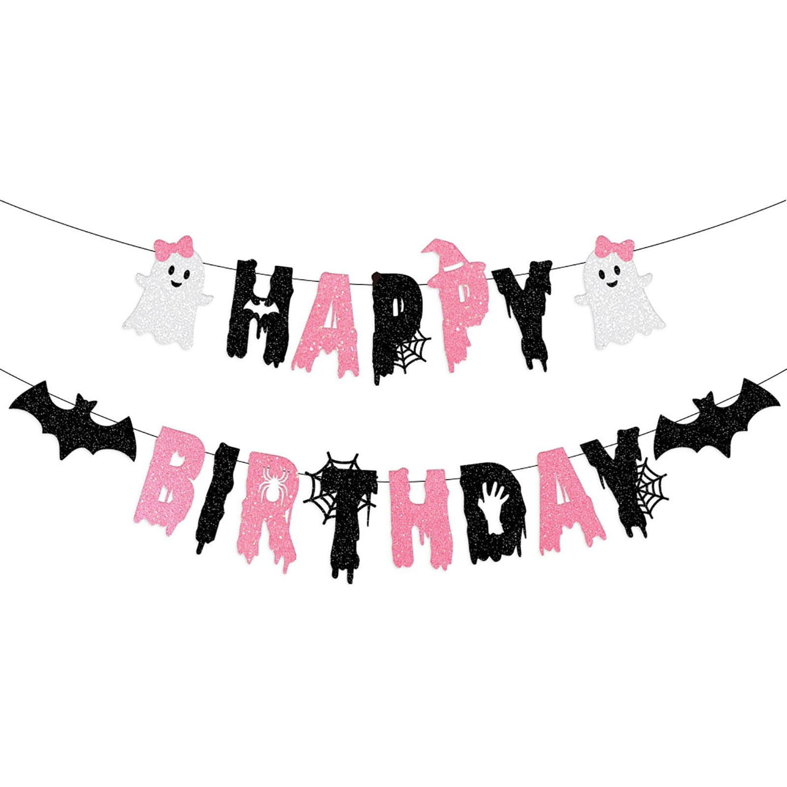 Motao Clearance Halloween Birthday Party Decorations Black Glitter ...