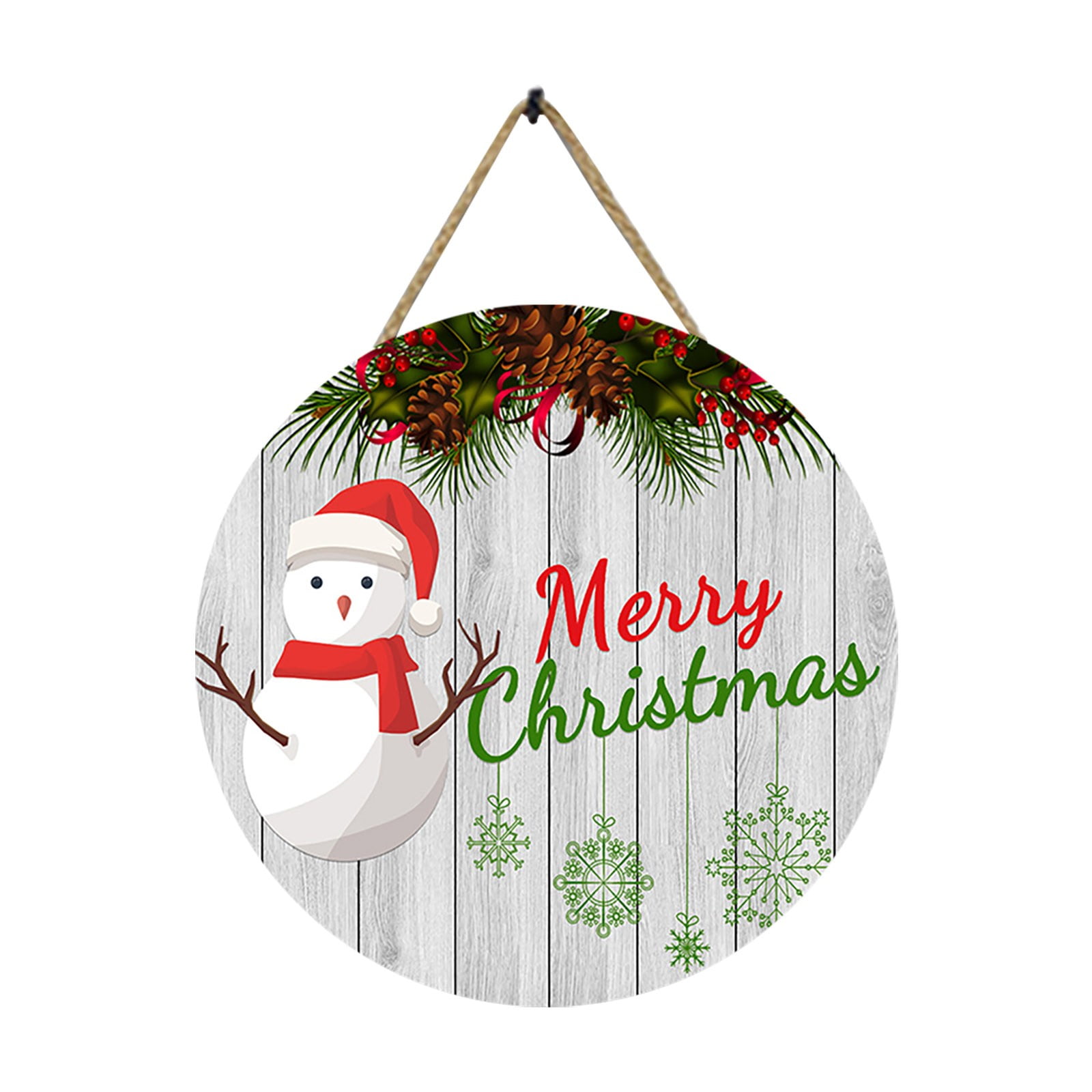 Motao Clearance Snowman Hanging Round Wooden Merry Christmas Welcoming ...