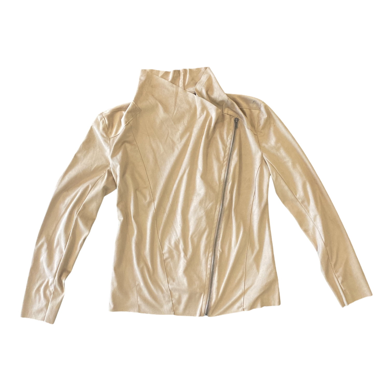 Mote Women's Lightweight Soft Faux Suede Zip Up Drape Jacket (Khaki, M ...
