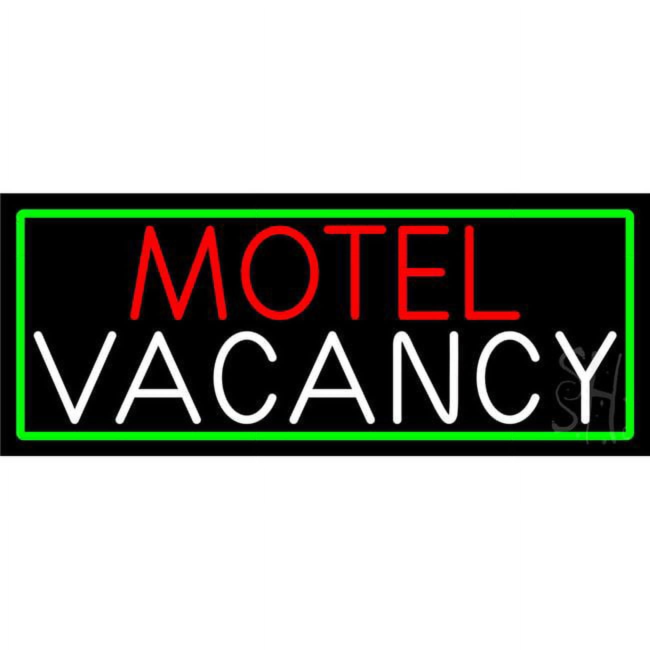 Motel Vacancy with Green Clear Backing Neon Sign - Red, White & Green ...