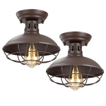 2-Pack Farmhouse Flush Mount Light Fixtures, Industrial for Kitchen ...