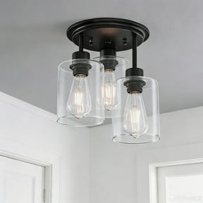 Modern Yellow Semi Flush Mount Light Barn Style Ceiling Light Fixture ...
