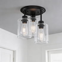 FRIDEKO HOME Industrial Semi Flush Mount Ceiling Light, 9.05" Black ...