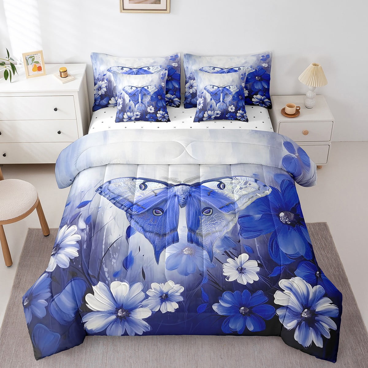 Moth Bed in a Bag King Size Comforter Set 7 Pieces Daisy Flowers ...