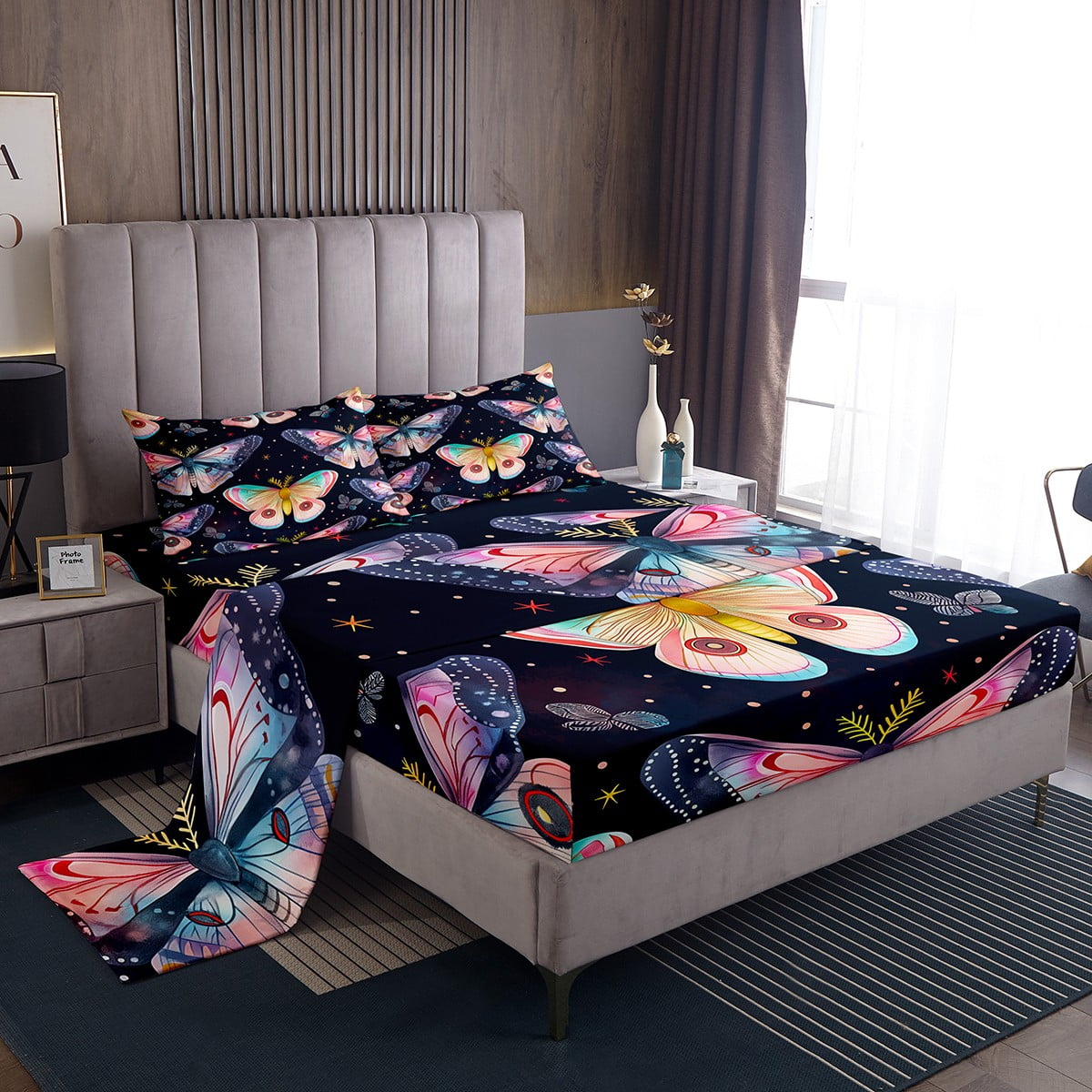 Moth Bed Sheets Set Exotic Butterfly Sheet Set Full,Galaxy Stars Sheets ...