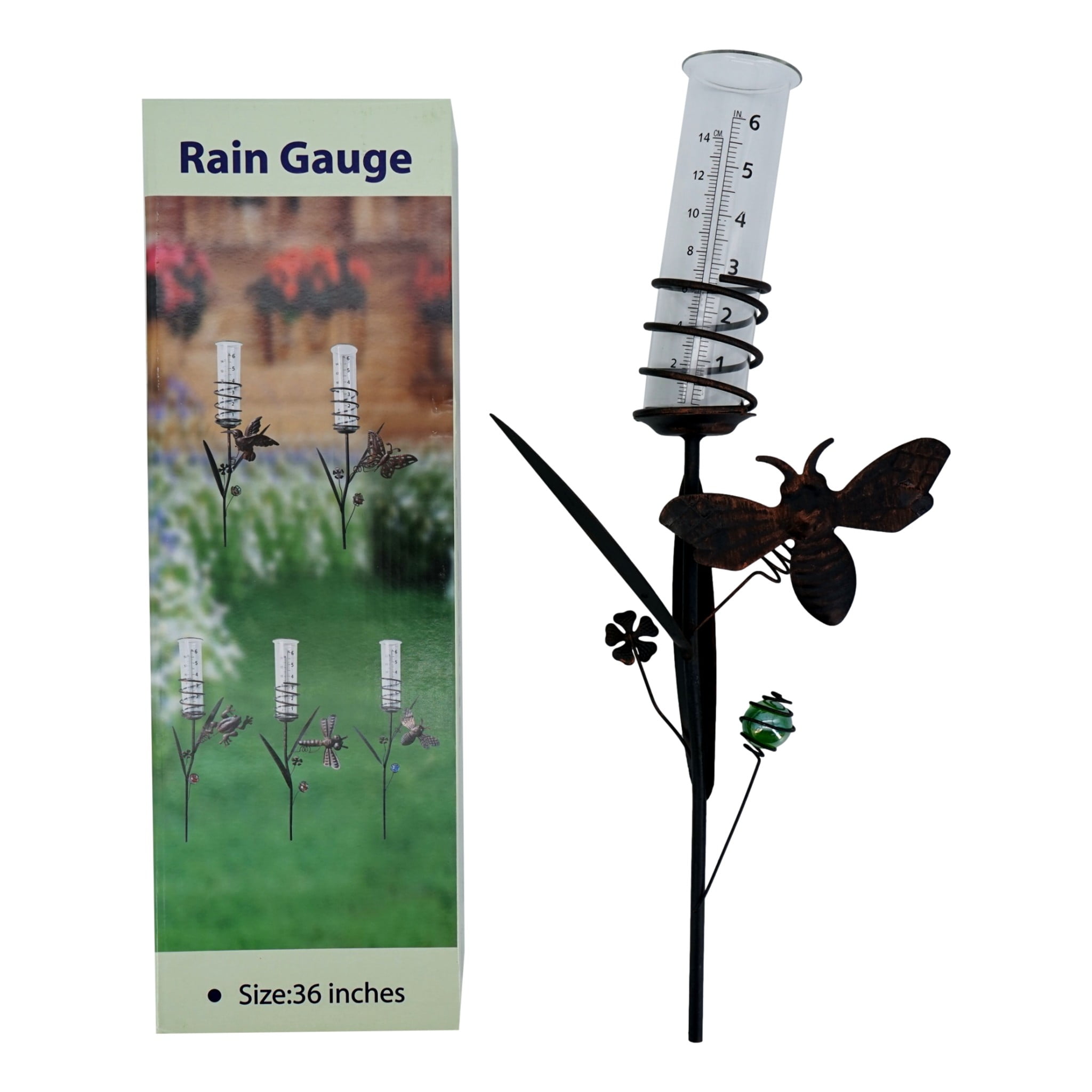 Moth Bug Rain Gauge 36 in Garden Stake Decorative Water Measurement ...