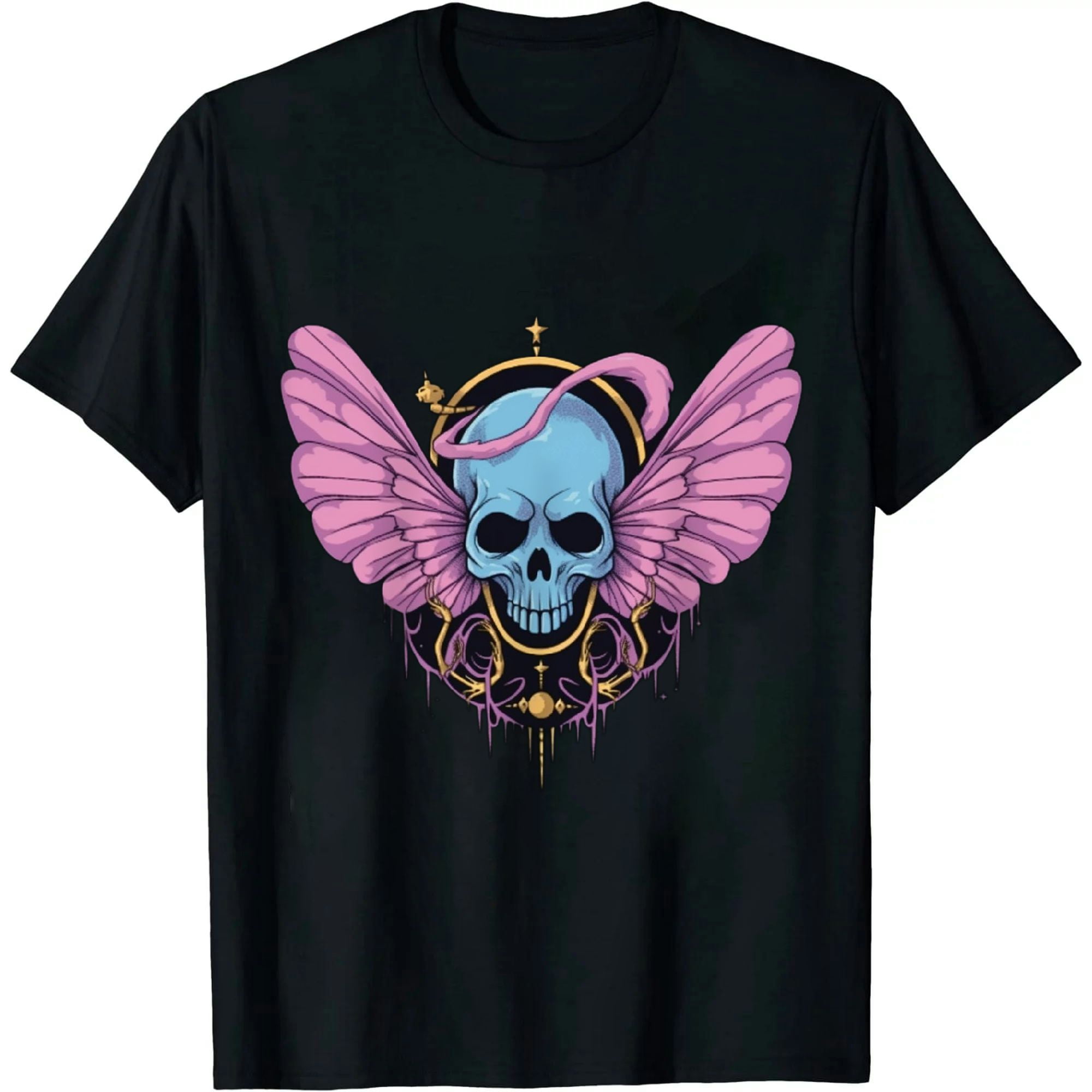 Moth Crescent Moon Skull Head Goth Bug Insect Lover T-Shirt - Walmart.com