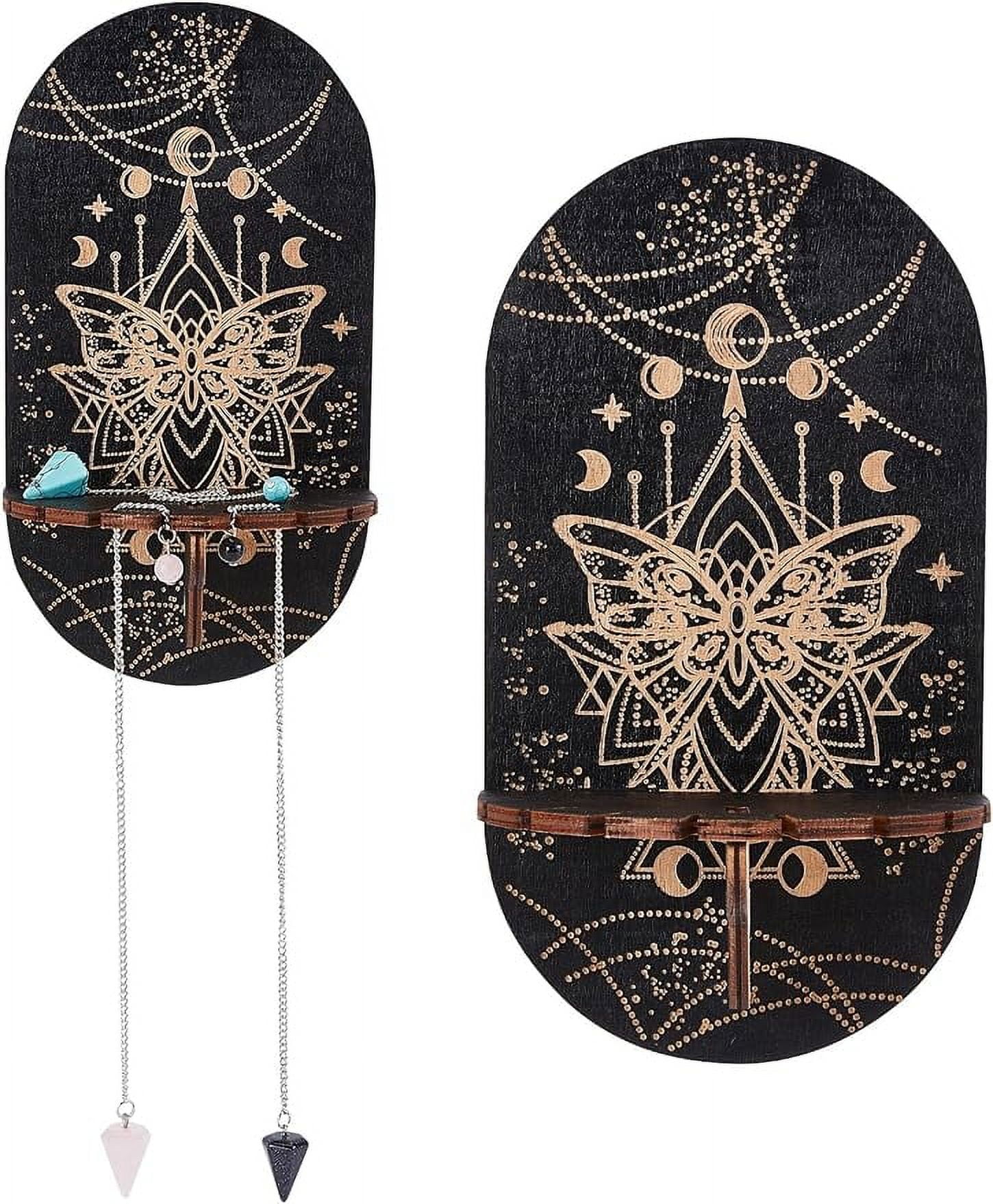 Moth Crystal Floating Shelf Wooden Crystal Display Shelves Witch Rack ...