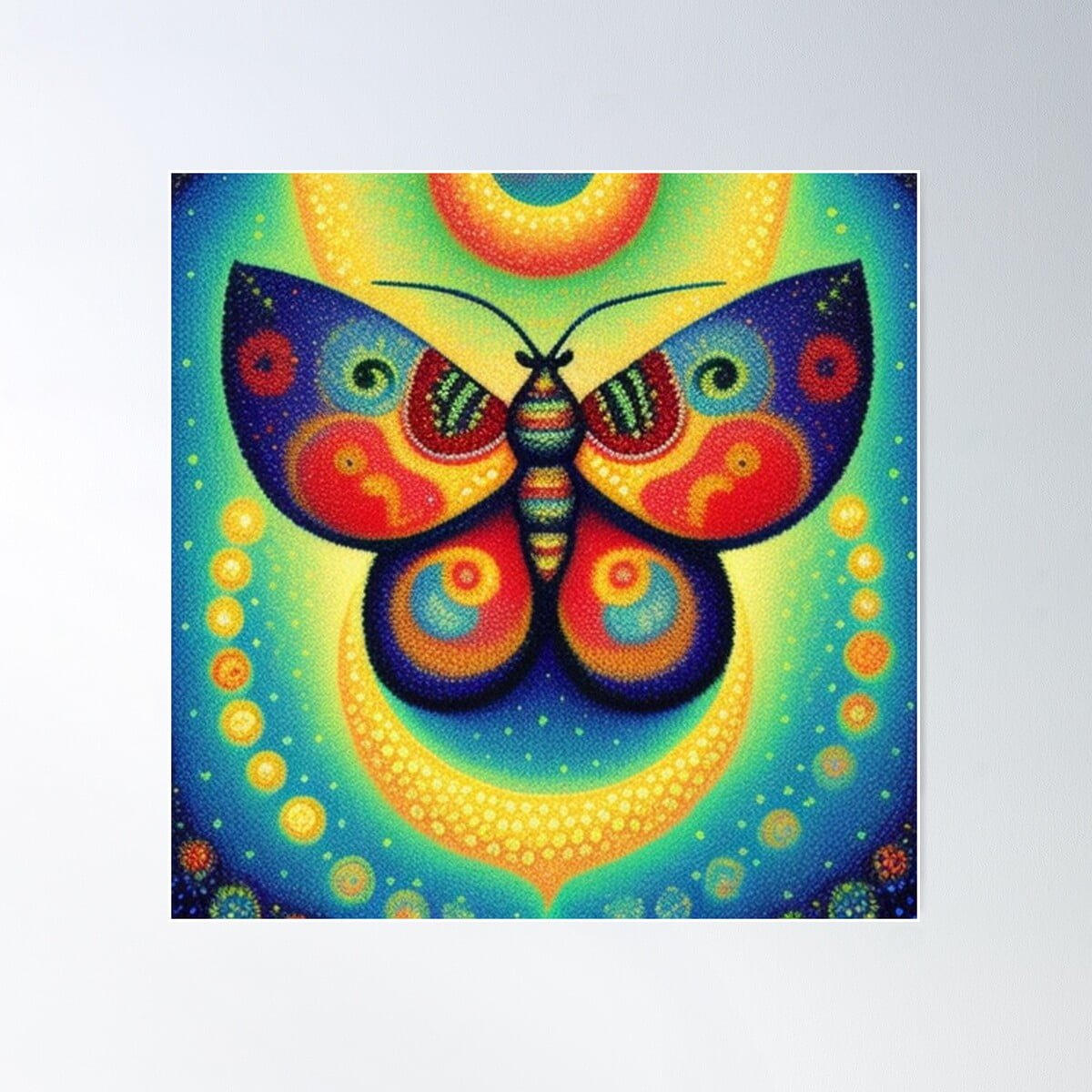 Moth In Pointillism Poster Wall Art, Modern Wall Decor For Living Room ...
