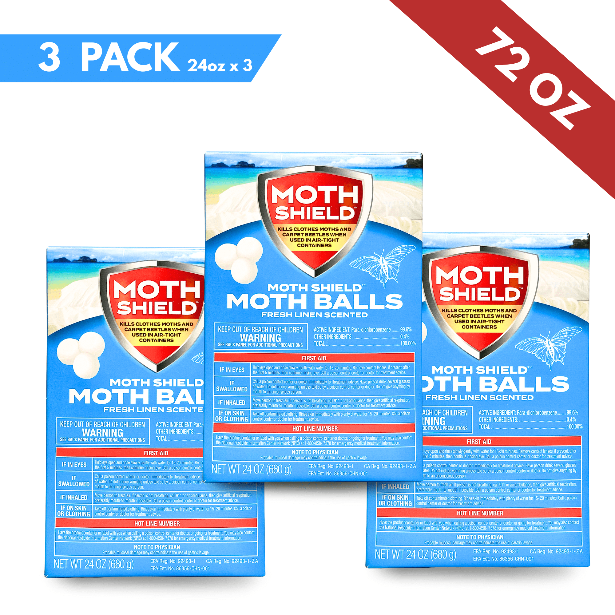 Moth Shield Moth Balls 24 oz., 3 pk., Fresh Linen Scented - Walmart.com