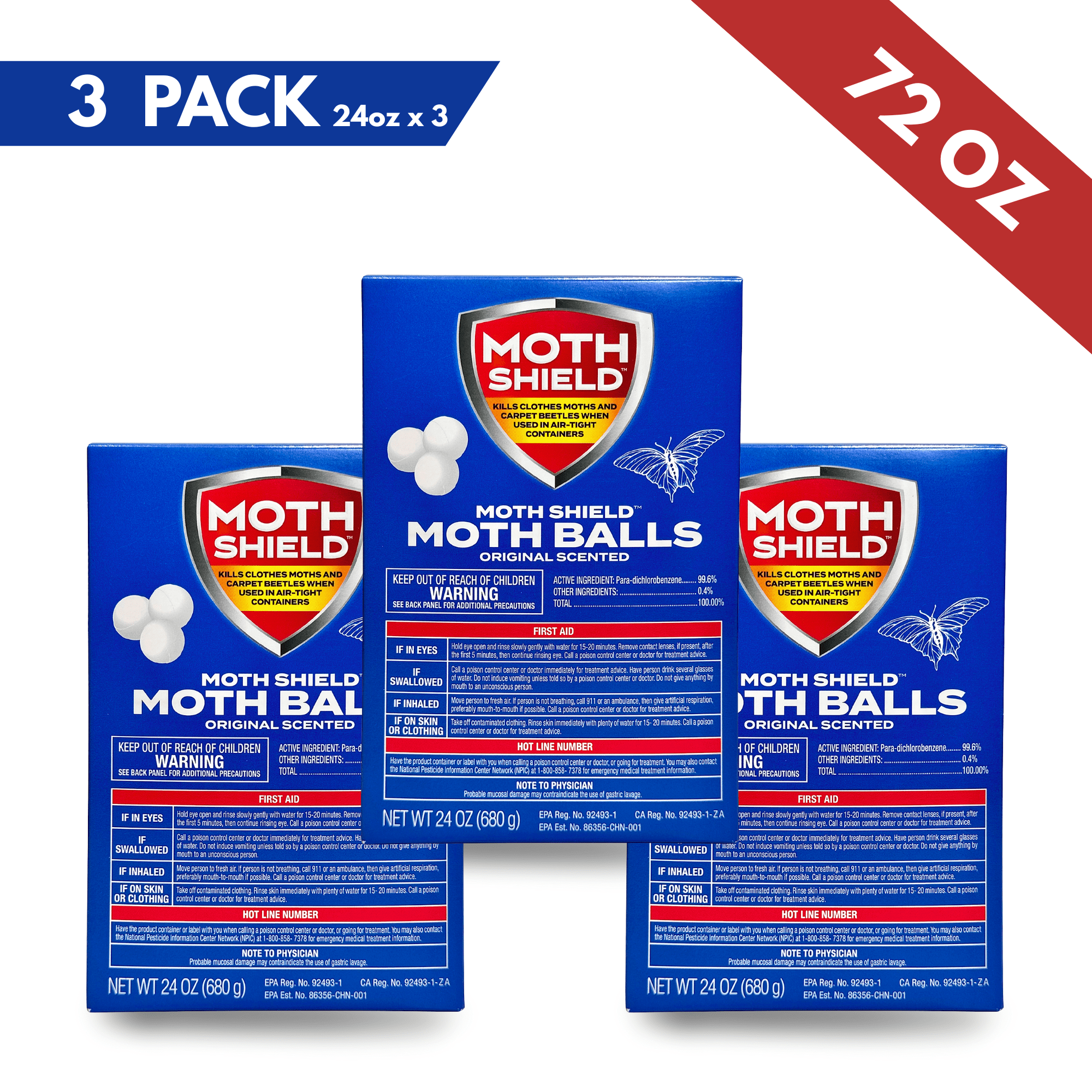 Moth Shield Moth Balls 24 oz., 3 pk., Original Scented - Walmart.com