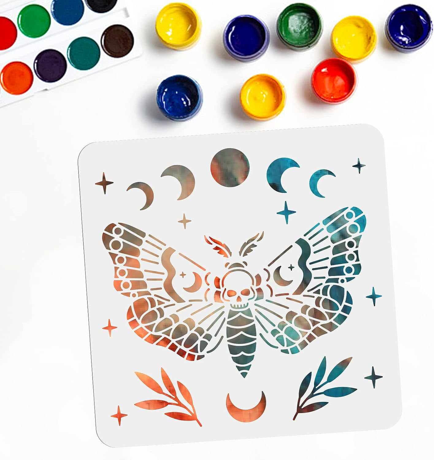 Moth Stencil Moon ase Template 11.8×11.8inch Star Grass Drawing ...