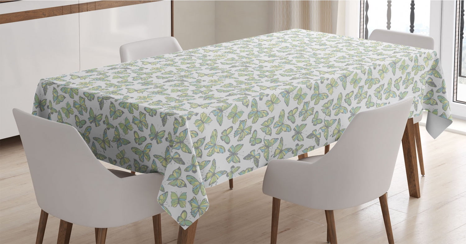 Moth Tablecloth, Pastel Butterflies Motif Nature Insects Girly Bugs ...