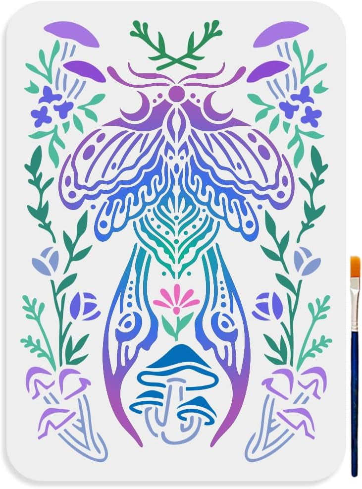Moth Wildflower Stencil 11.7×8.3inch Large Moth Butterfly Insect ...
