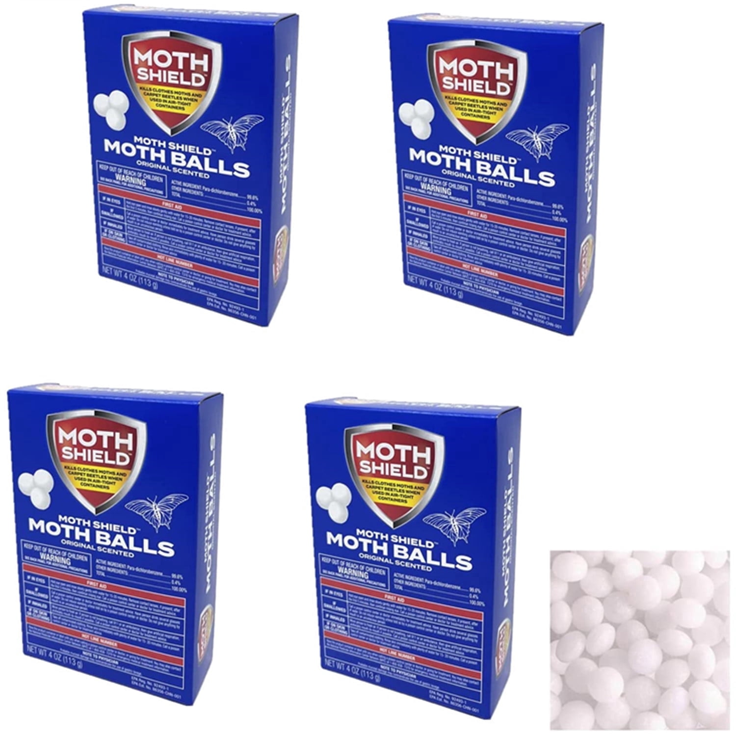 MothShield, Original Scented White Moth Balls, 100 Count, 4 Pack ...