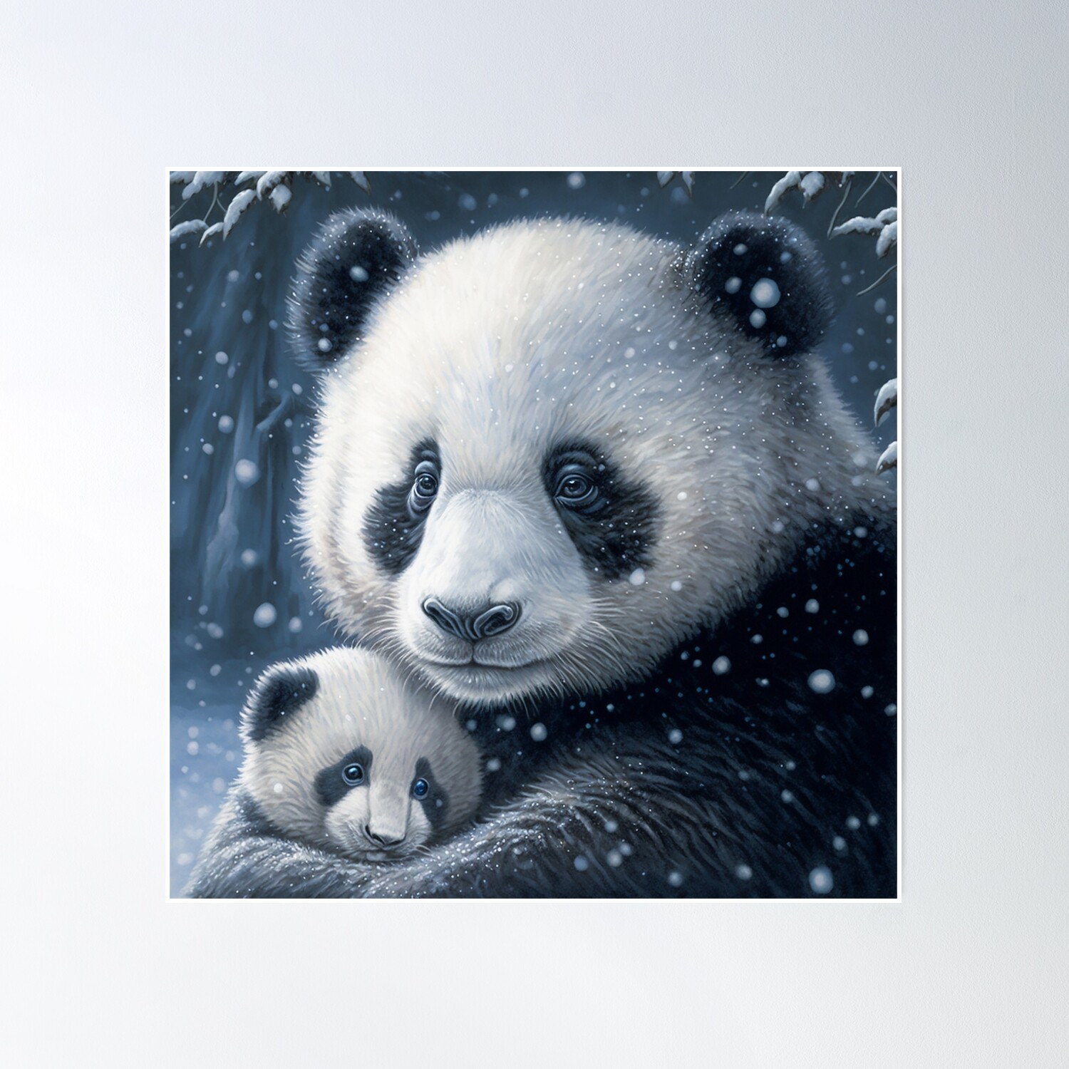 Mother And Baby Panda Bear Poster Wall Art, Modern Wall Decor, 24x24 ...