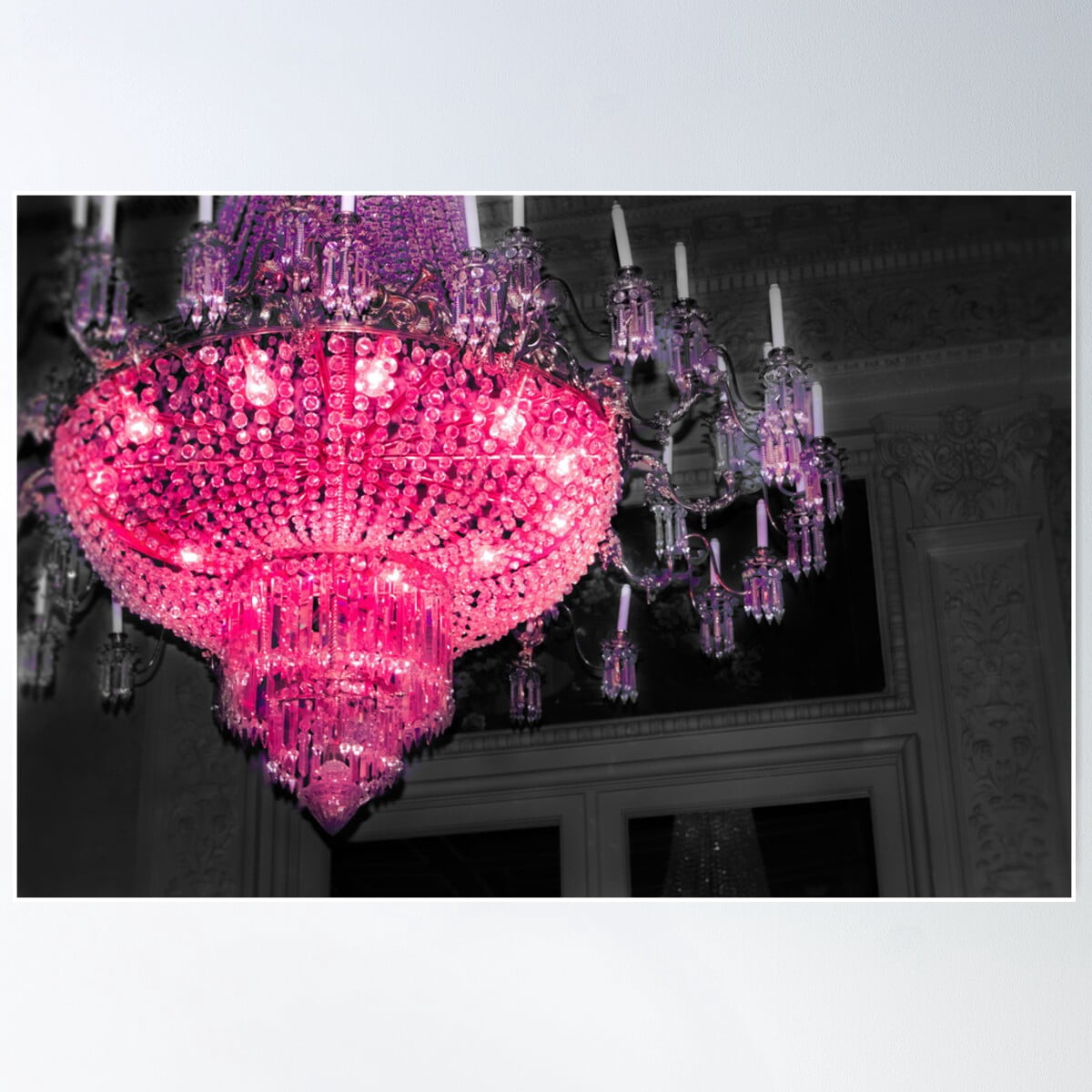 Pink Purple Chandelier Poster Wall Art, Modern Wall Decor For Living ...
