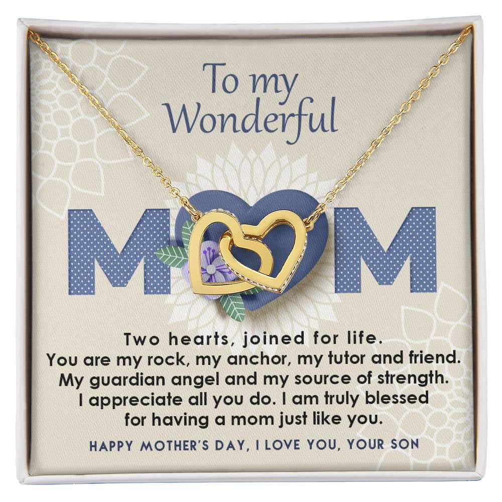 Mother And Son - Joined For Life, Interlocking Hearts Necklace, 14K ...