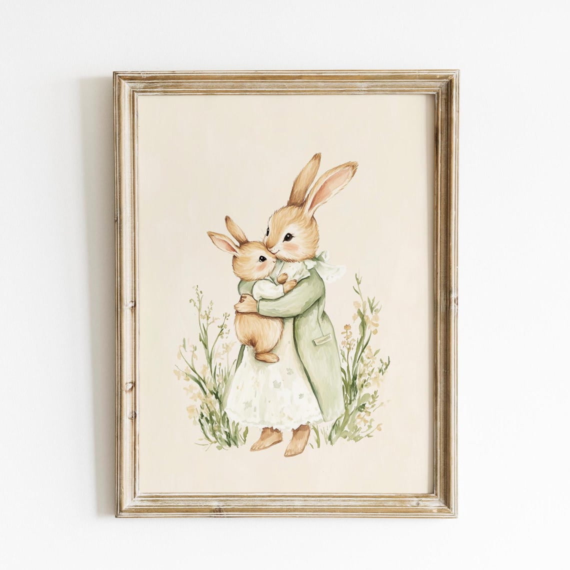 Mother & Baby Bunny Print, Woodland Nursery Decor, Cottagecore Rabbit ...