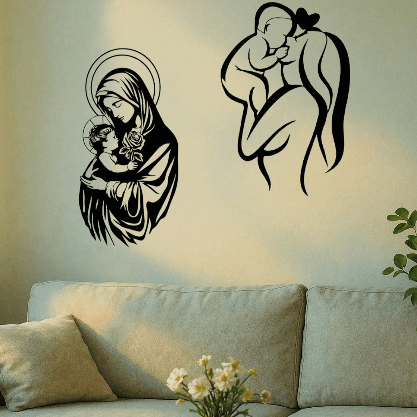 Mother and Baby Metal Hanging Ornament - Modern Home Decor for Bedroom ...