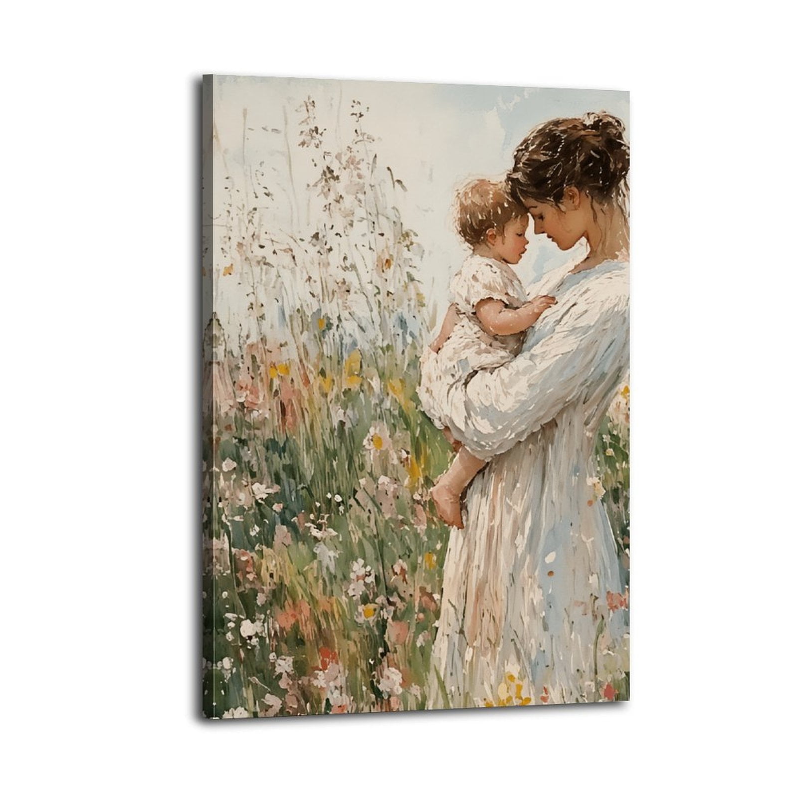 Mother And Child in Wildflower Field, Printable Nursery Wall Art Poster ...