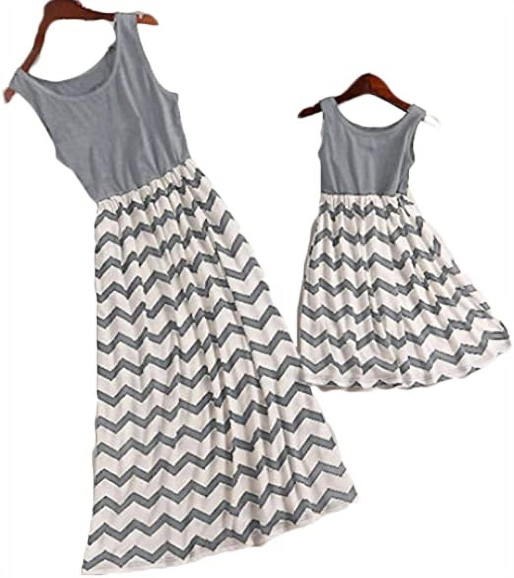 Mother Daughter Dresses Family Matching Outfits Stripe Sleeveless ...