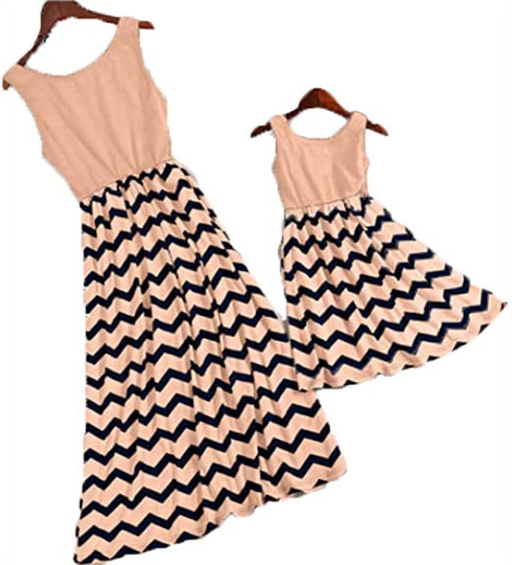 Mother Daughter Dresses Family Matching Outfits Stripe Sleeveless ...