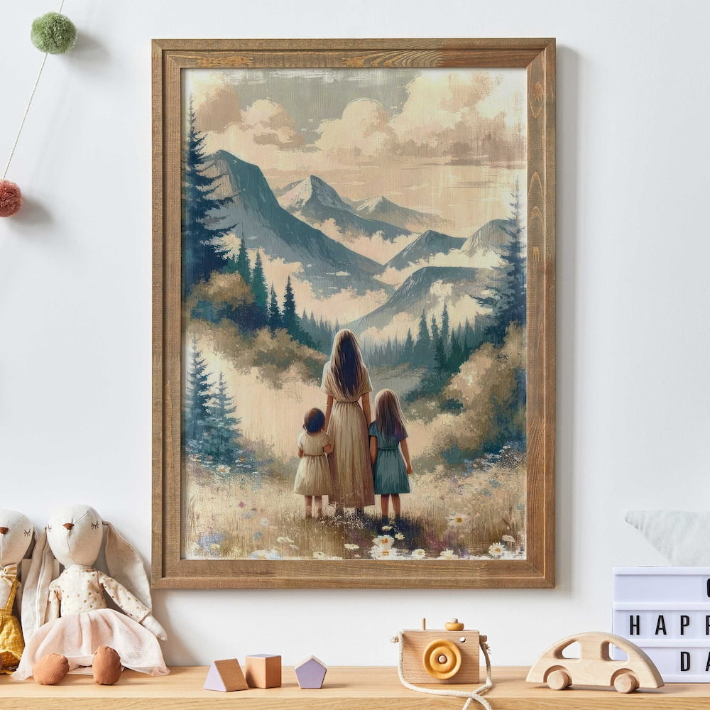 Mother & Daughters Wall Art Two Daughter Print Sisters Art Print ...