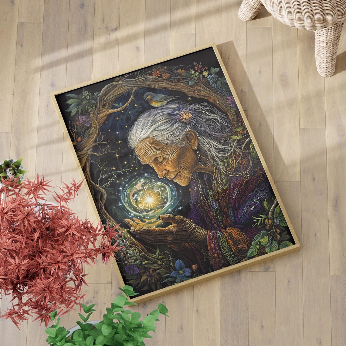 Mother Earth Goddess Wall Art Spiritual Nature Fantasy Decor, Unframed ...