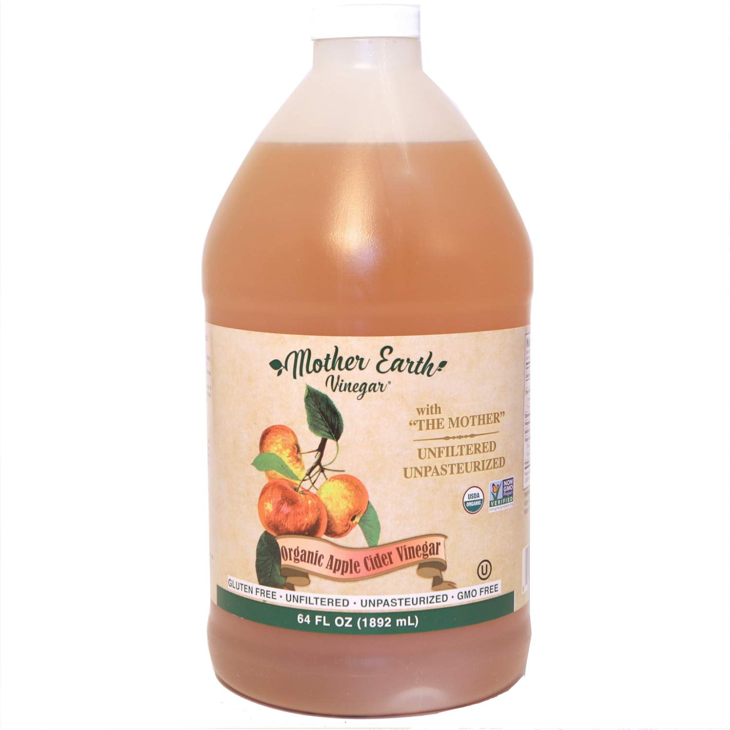 Mother Earth, Organic Apple Cider Vinegar with The Mother, Half Gallon ...