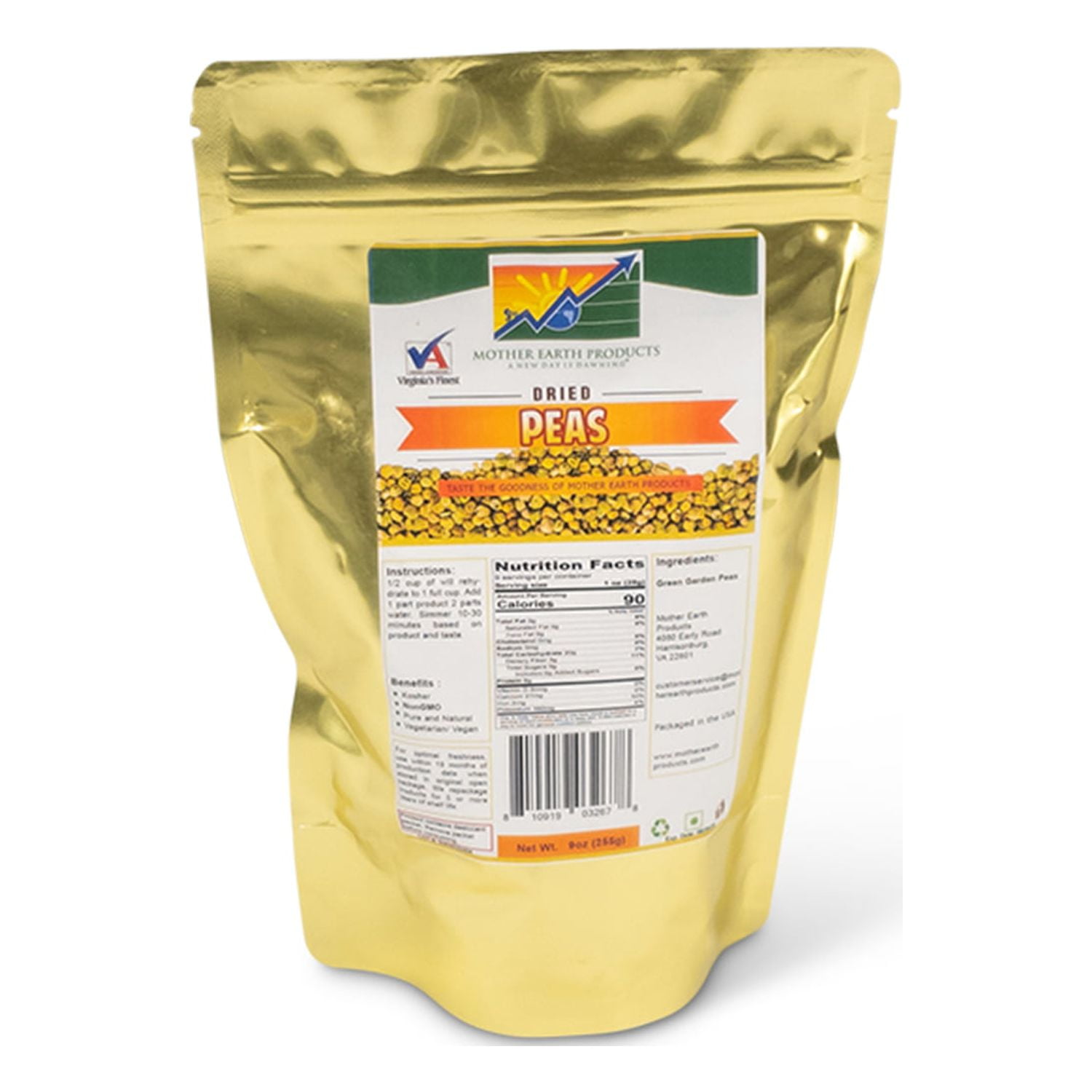 Mother Earth Products Dehydrated Peas, 2 Full Cup Mylar Bag - Walmart.com