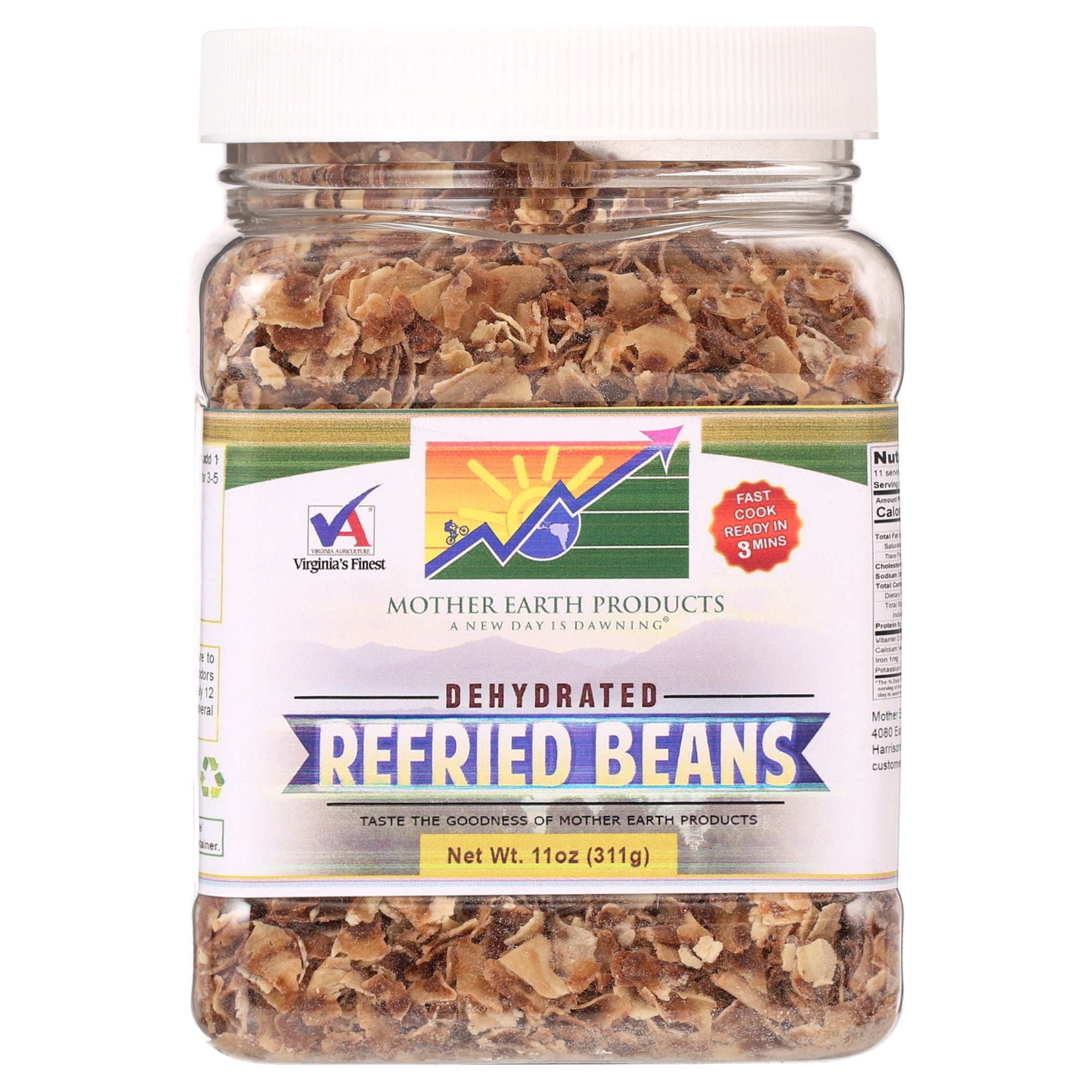 Mother Earth Products Dehydrated Refried Beans Mix, Quart Jar - Walmart.com
