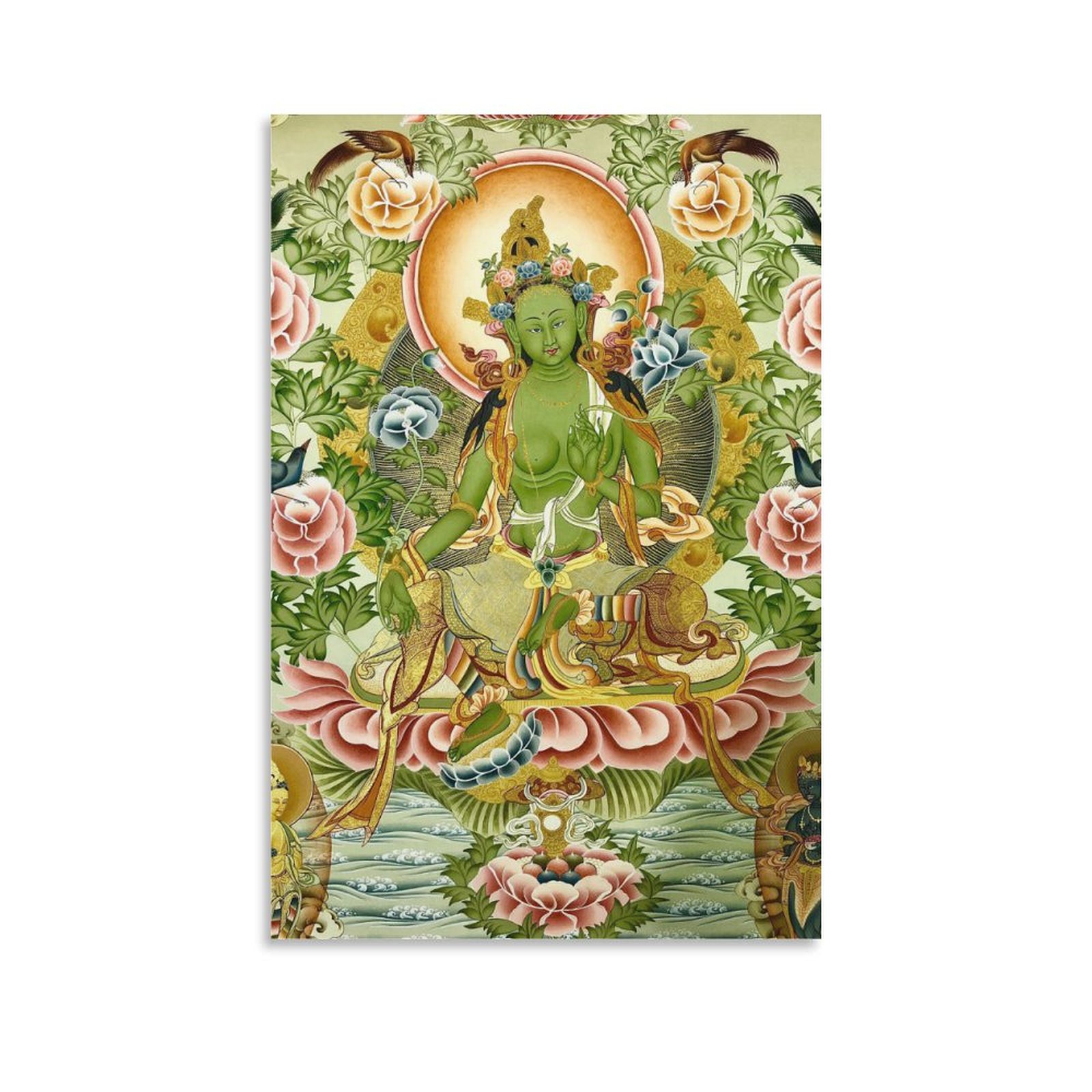 Mother Goddess Green Tara Tibetan Thangka Canvas Art Poster and Wall ...