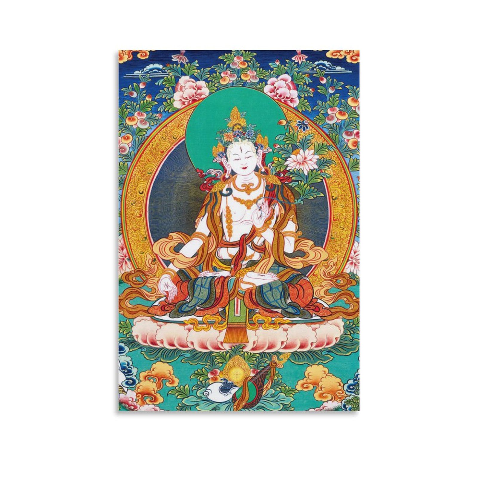 Mother Goddess White Tara Tibetan Thangka Artworks Canvas Poster Room ...