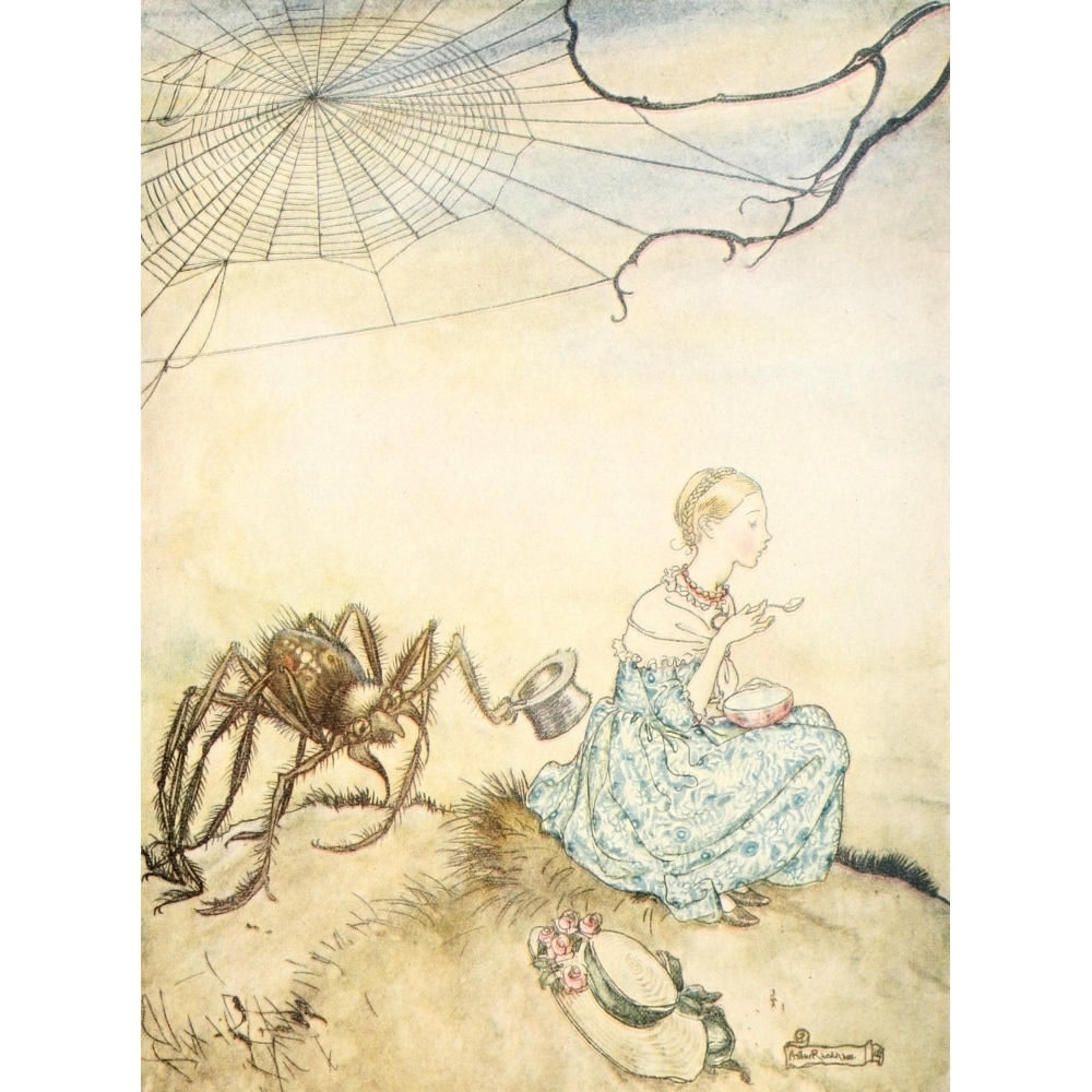 Mother Goose 1913 Little Miss Muffet Poster Print by A. Rackham (18 x ...